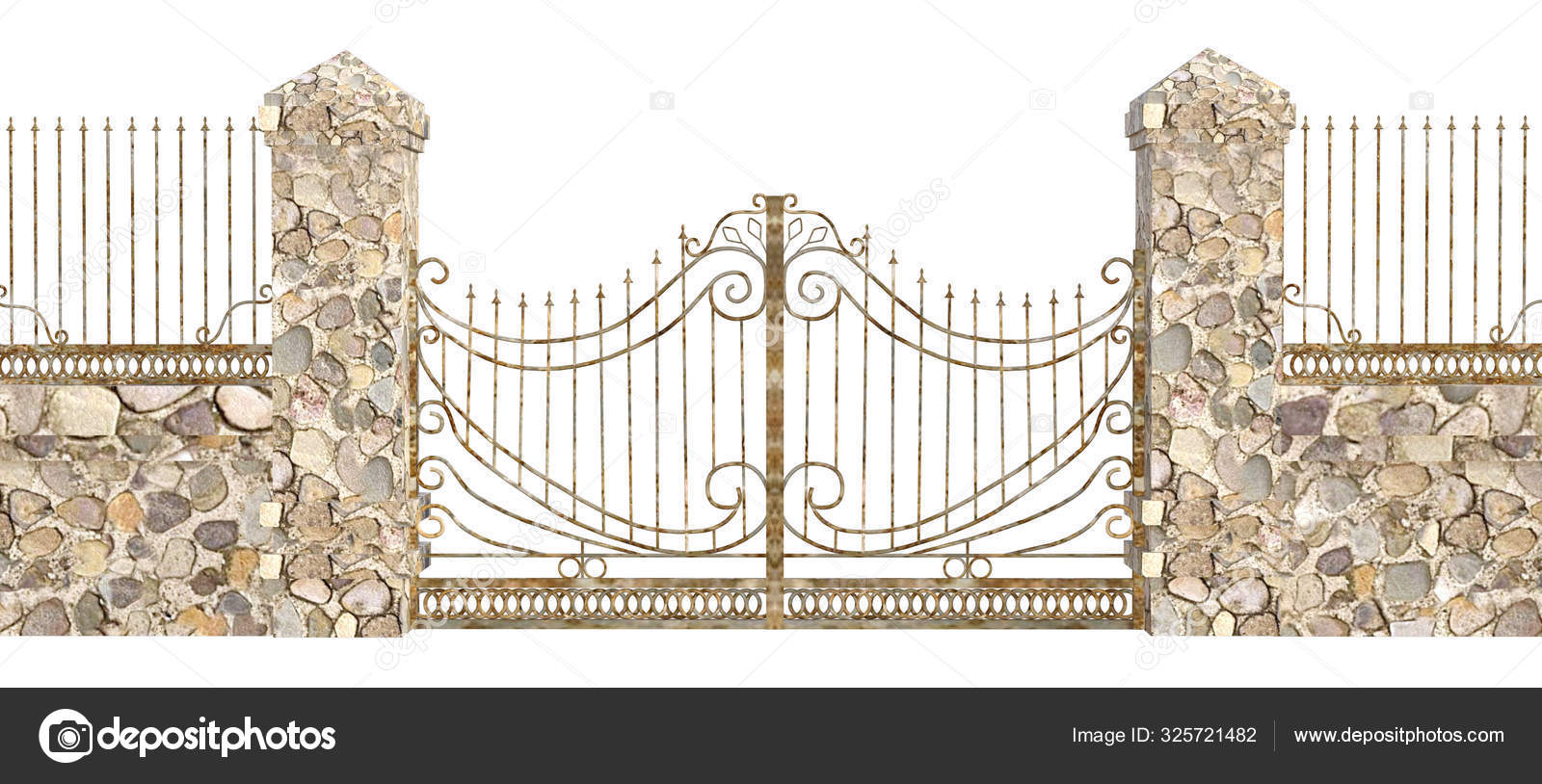 Illustration Stone Iron Gate — Stock Photo © GRAPHICSOUL #325721482