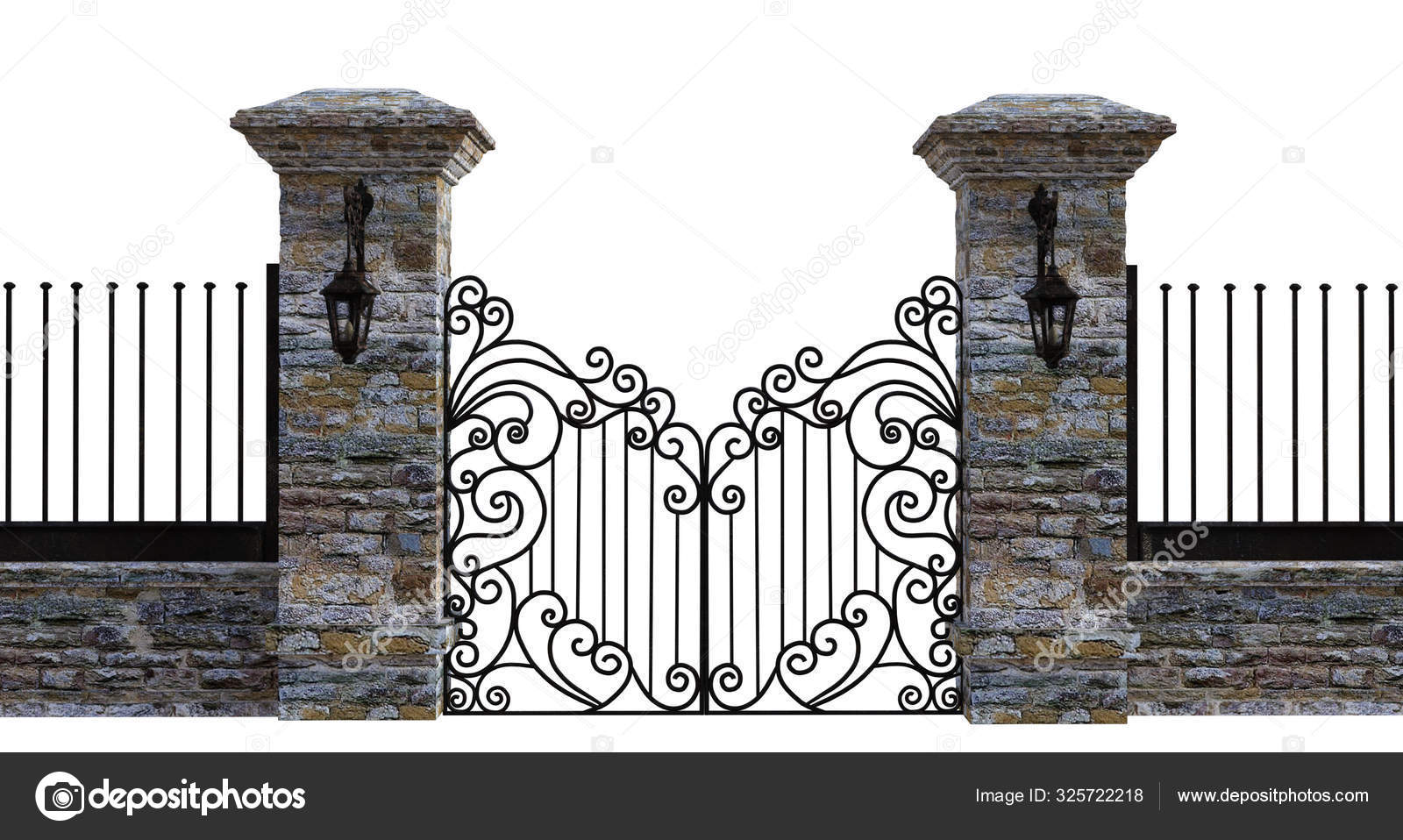 Illustration Stone Iron Gate — Stock Photo © GRAPHICSOUL #325722218