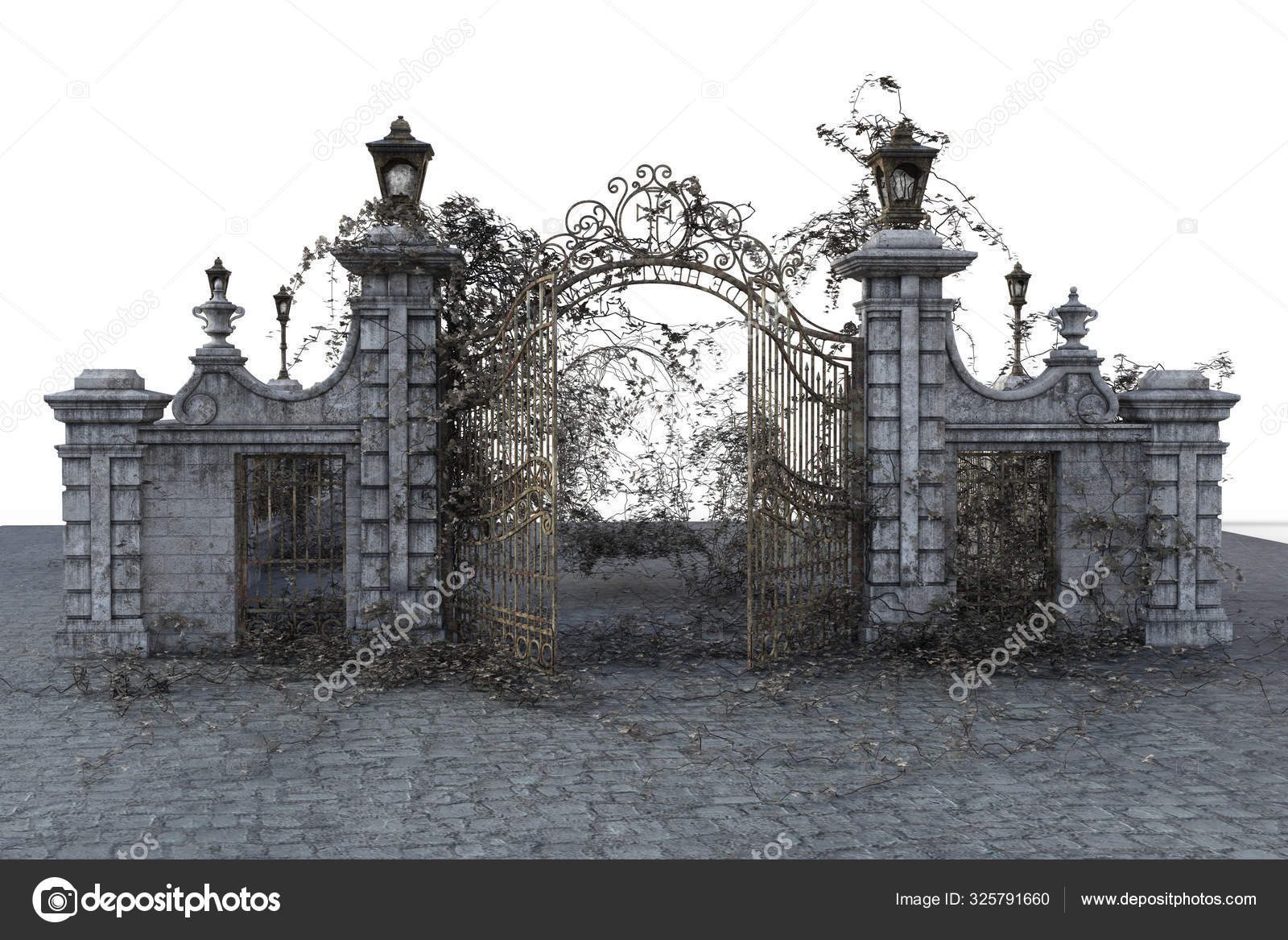 Illustration Stone Iron Gate — Stock Photo © GRAPHICSOUL #325791660