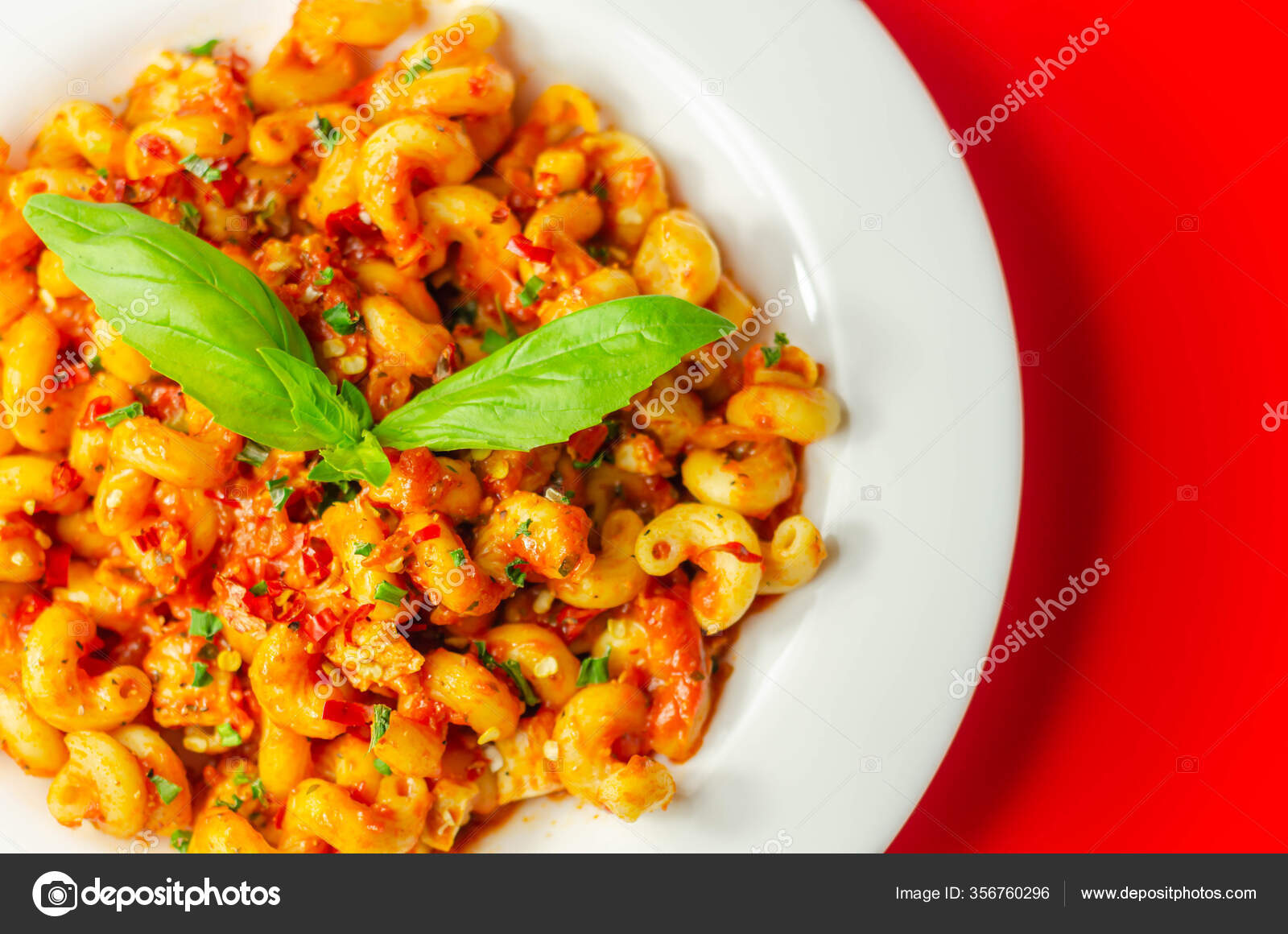 Cooked Cellentani Pasta Cooked Chicken Breast Peppers Spicy Tomato ...