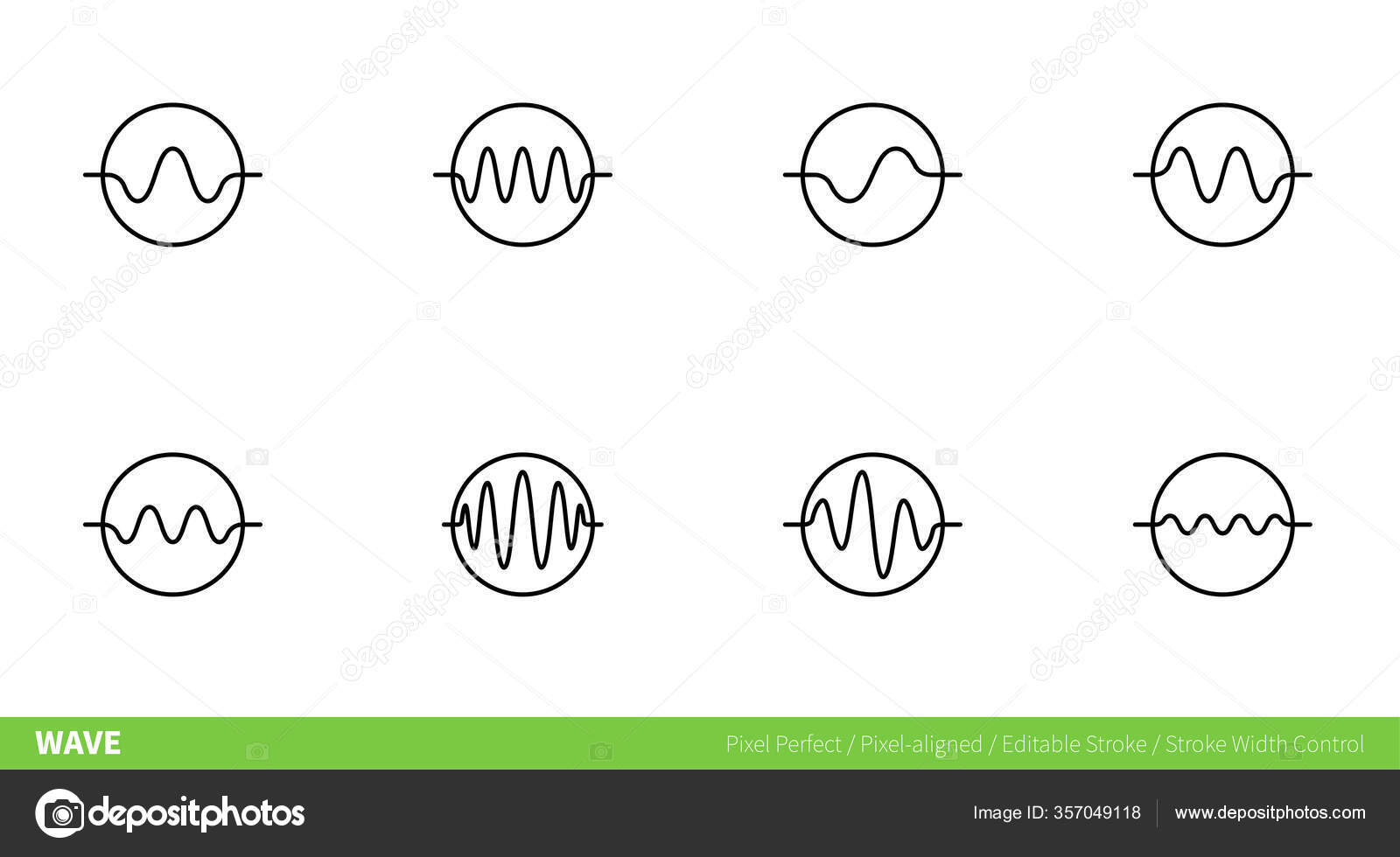 Wave Icon Pixel Aligned Pixel Perfect Editable Stroke Easy Scalablility ...
