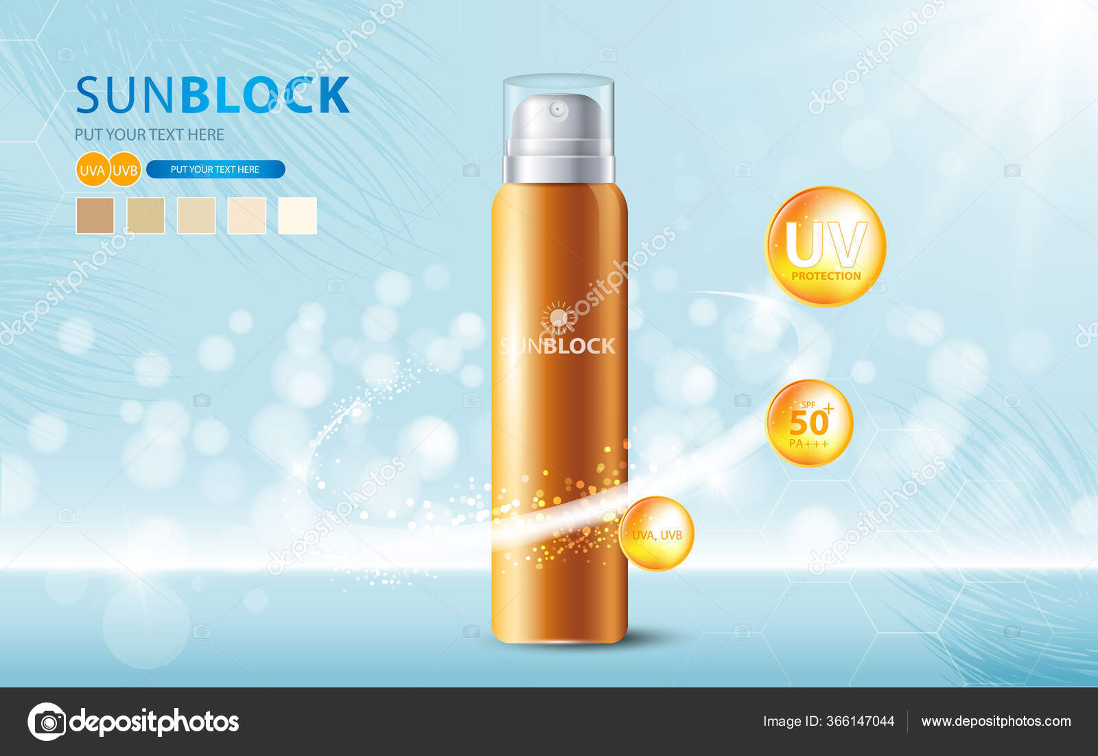Sunblock Ads Template Sun Protection Cosmetic Products Design ...