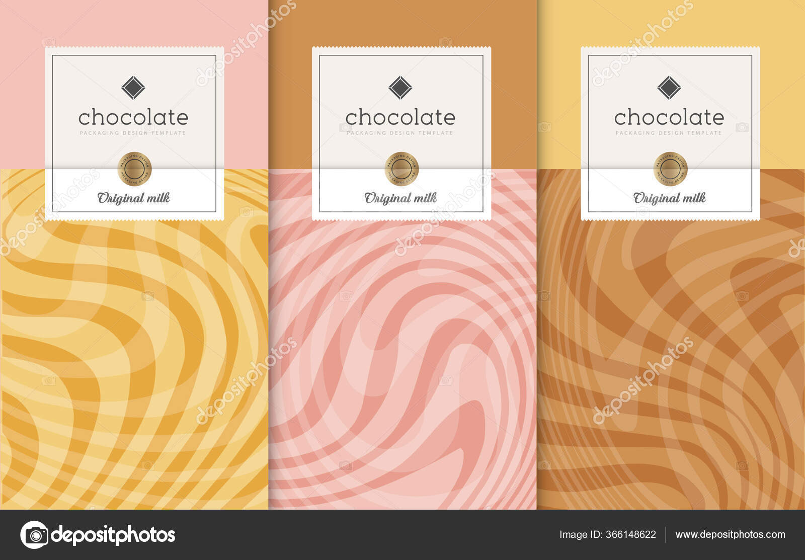 초콜릿 유행하는 제품은 포장을 패턴으로 템플릿을 브랜드화하고 있습니다 Stock Vector By ©pondshutter 366148622