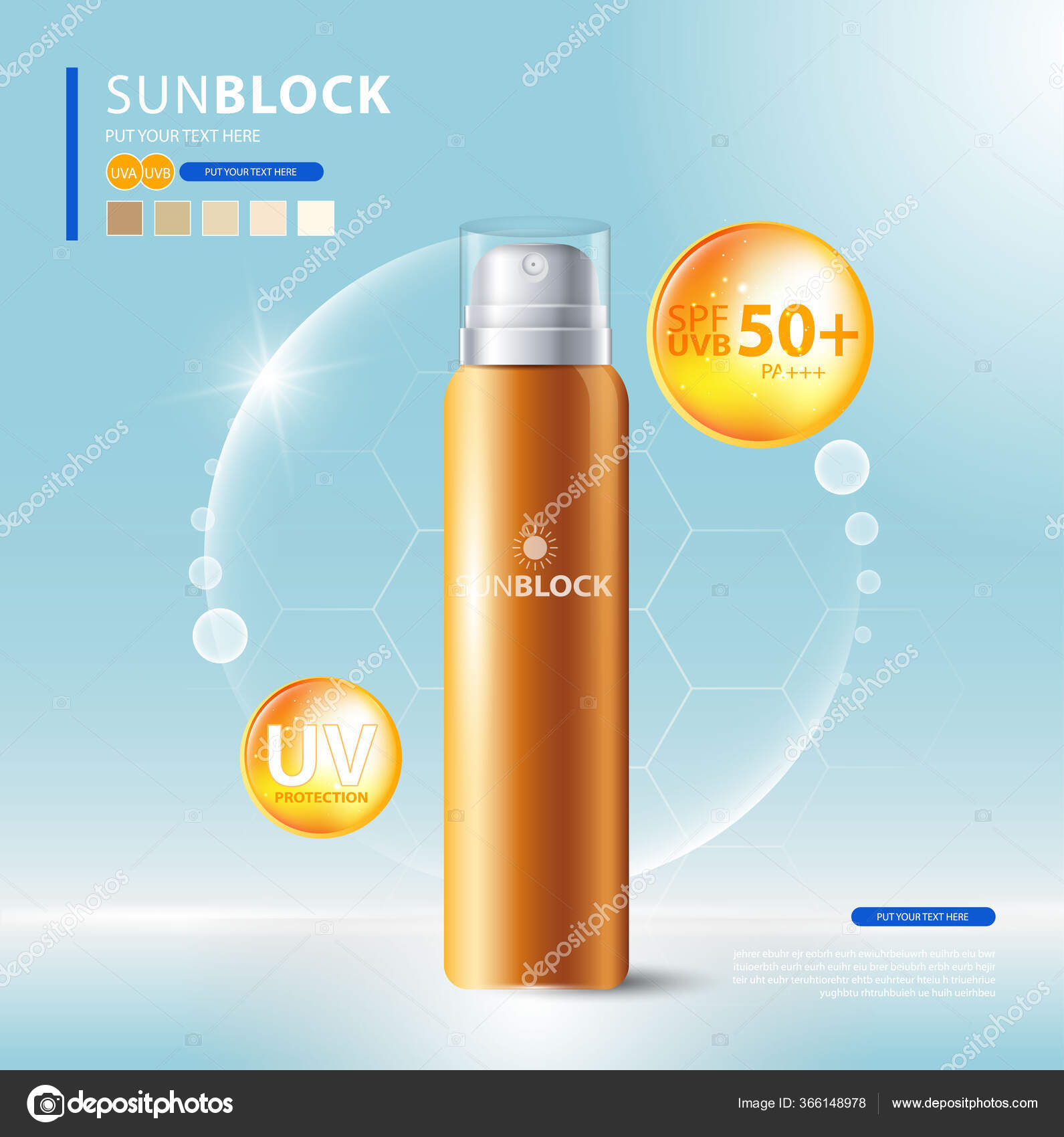 Sunblock Ads Template Sun Protection Cosmetic Products Design ...