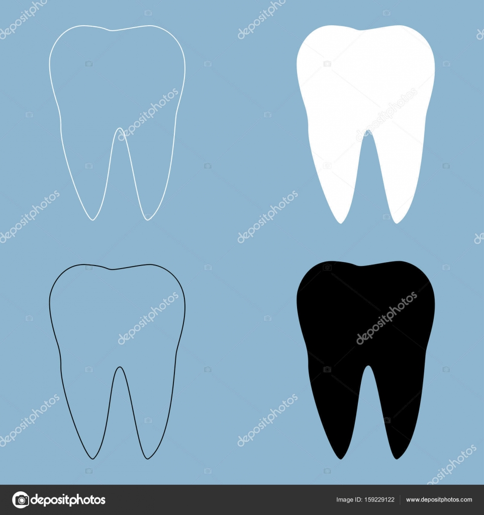 Diente el icono de color blanco y negro . Vector de stock #159229122 de ...