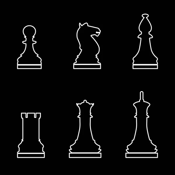 Chessboard Chess Pieces Line Figures Icon Black Color Vector ...