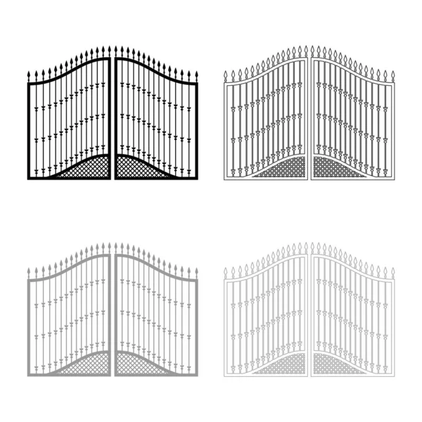 Forged gates and fences set. Linear design. Vector outline illustration ...