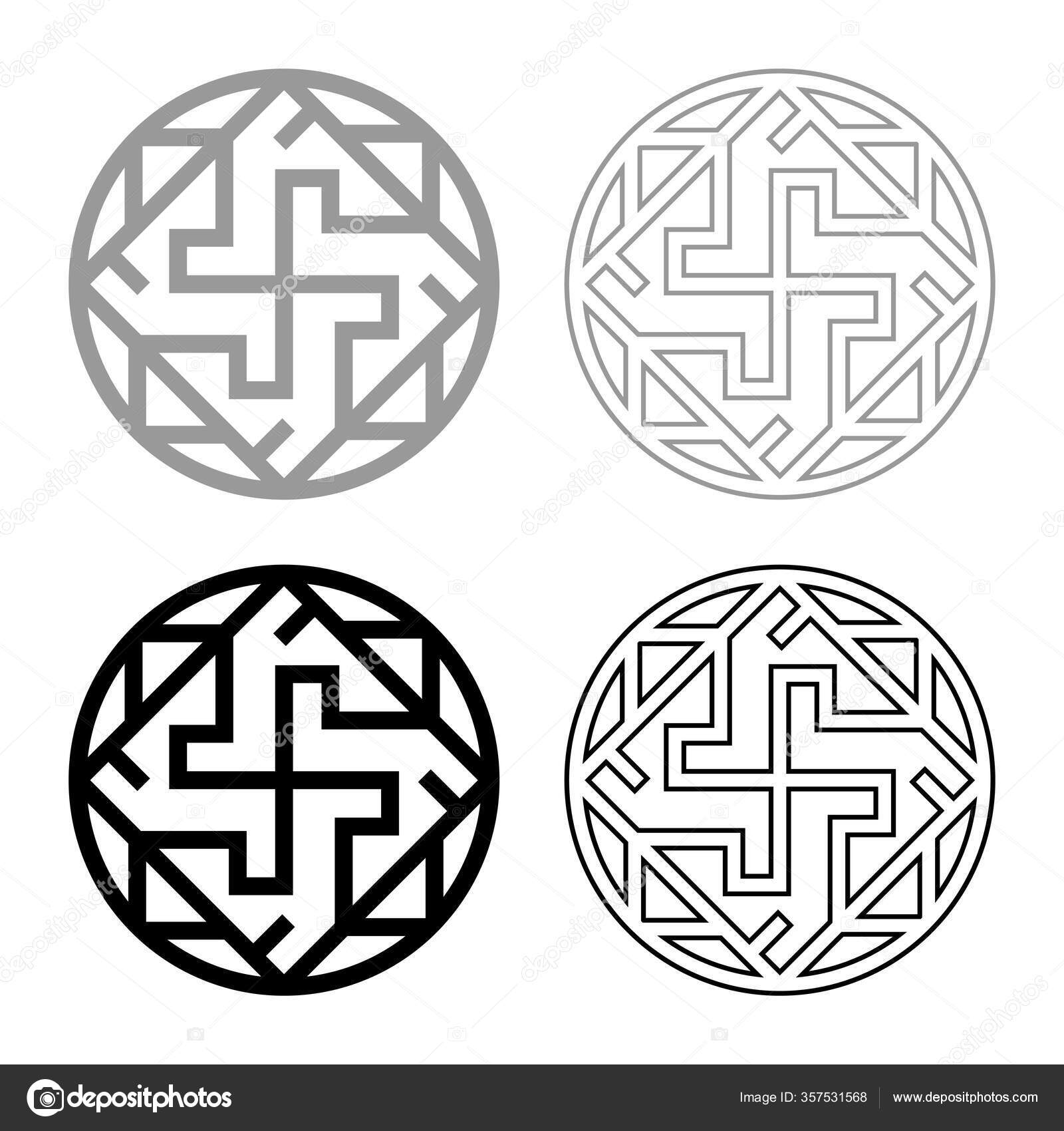 Valkyrie Varangia Signo Valkiriya Slavic Icono Contorno Conjunto Negro ...