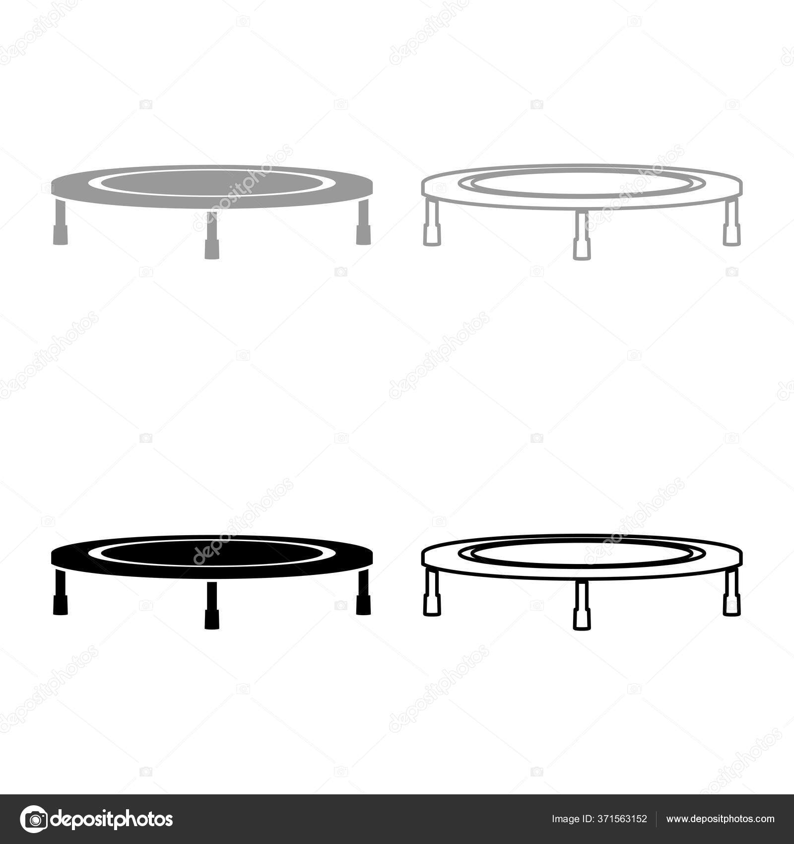 Trampoline Jumping Bounce Icon Outline Set Black Grey Color Vector ...