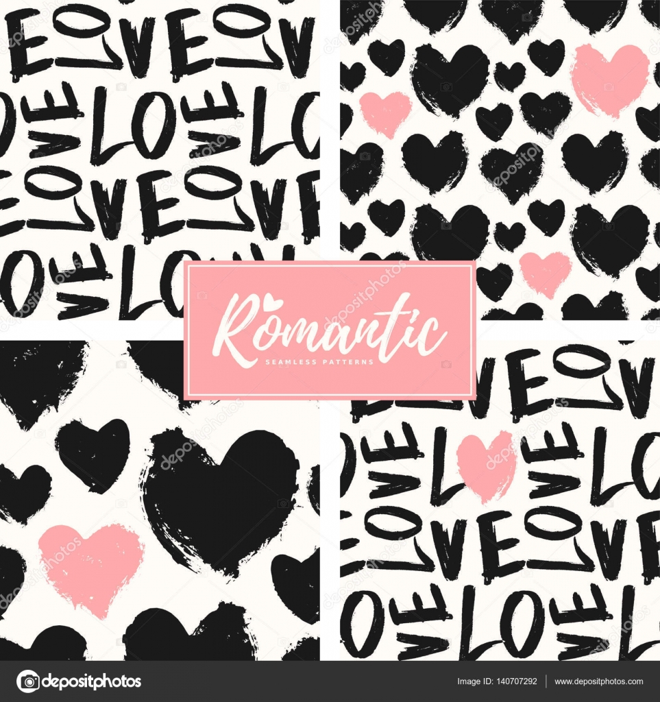 Romantic Seamless Patterns Set — Stock Vector © ivaleks #140707292