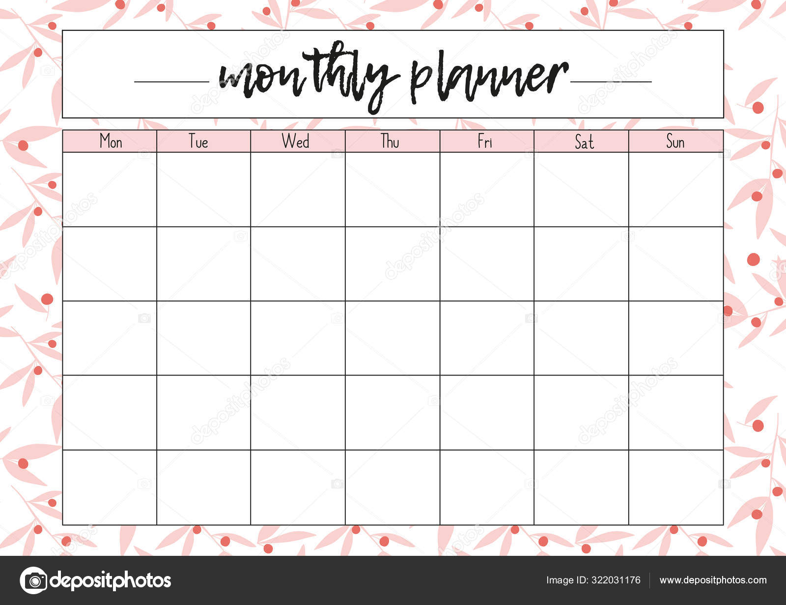 Monthly Planner Size Format Printable Page Diaries Organisers Notebooks ...