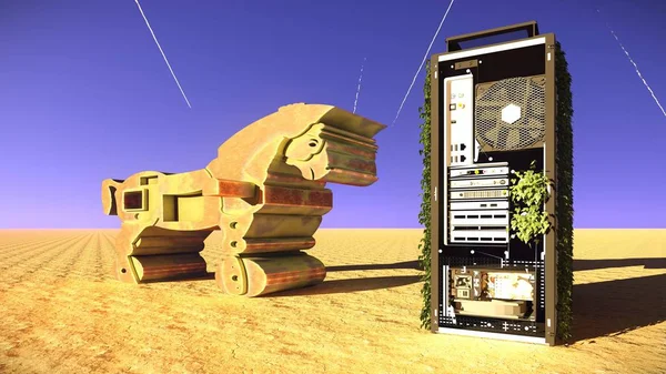 Trojan horse and computer — Stock Photo © DarioStudios #86590202