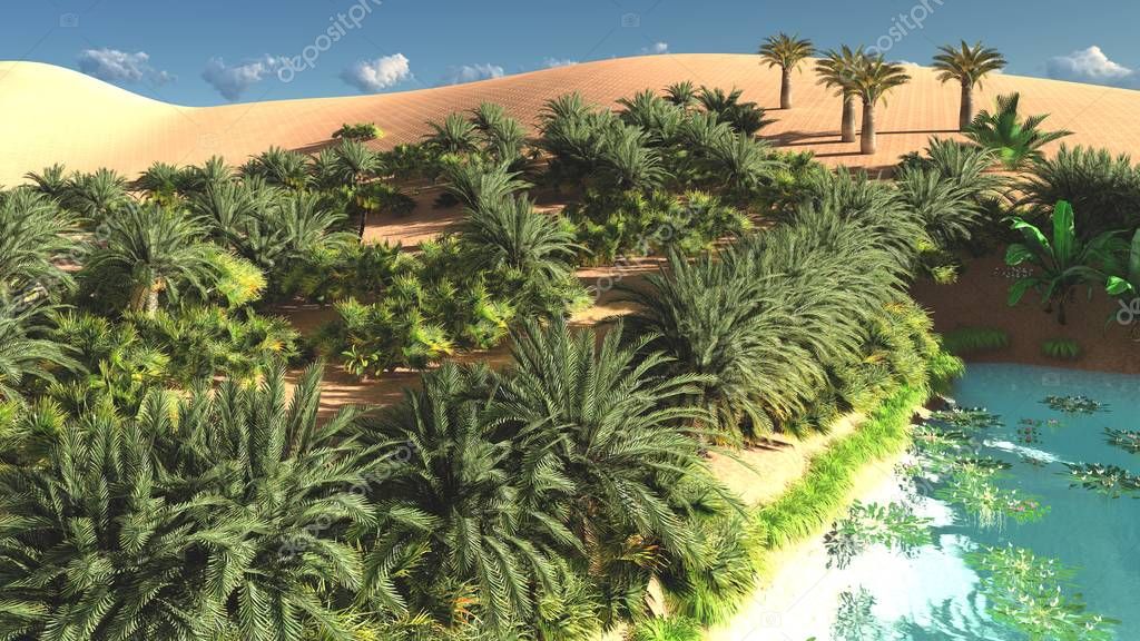 Maravillosa vista sobre el desierto del Sahara al atardecer 3d ...