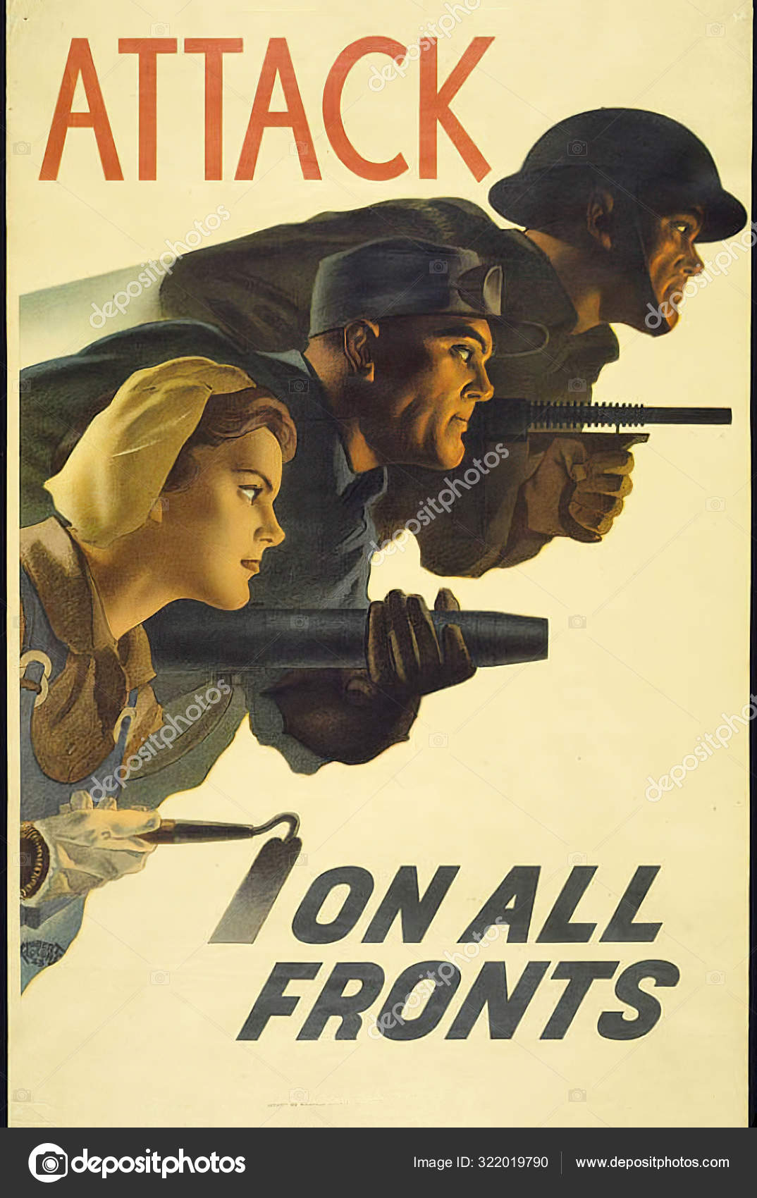 Patriotic wartime poster in big resolution - propaganda — Stock ... Patriotic wartime poster in big resolution - propaganda — Stock ...