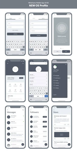 Wireframe Kit Mobile Phone Mobile App Design New Map Position Stock Vector Image by ©vanderon ...