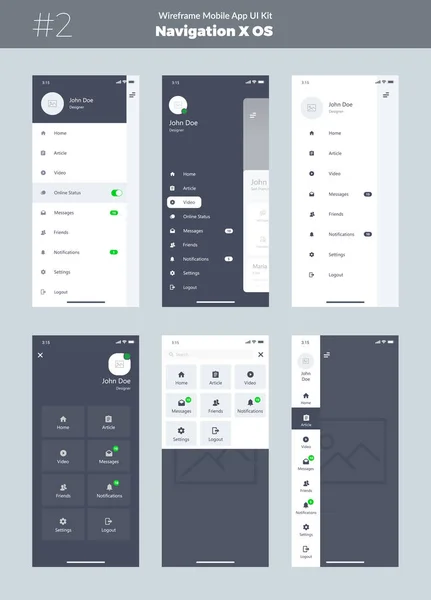 Wireframe Kit Mobile Phone Mobile App Design New Navigation Menu ...