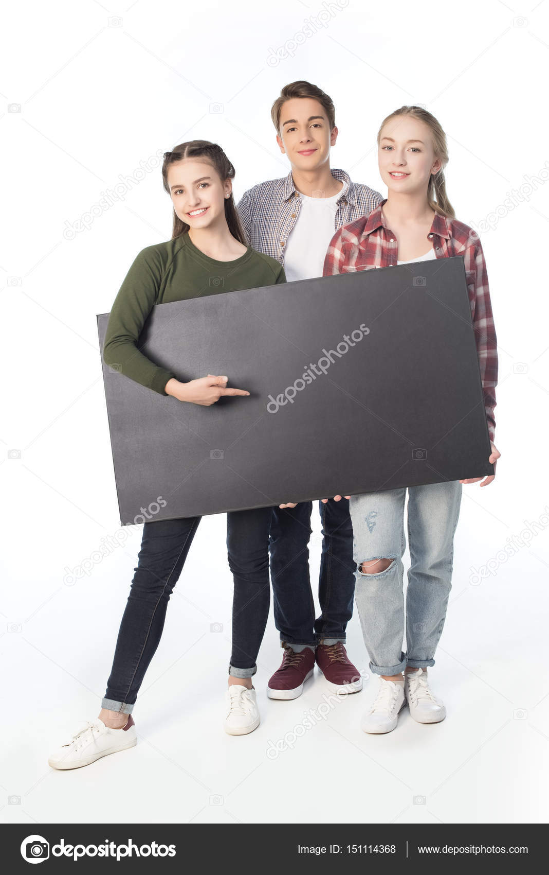 Teenagers with big banner — Stock Photo © NatashaFedorova #151114368