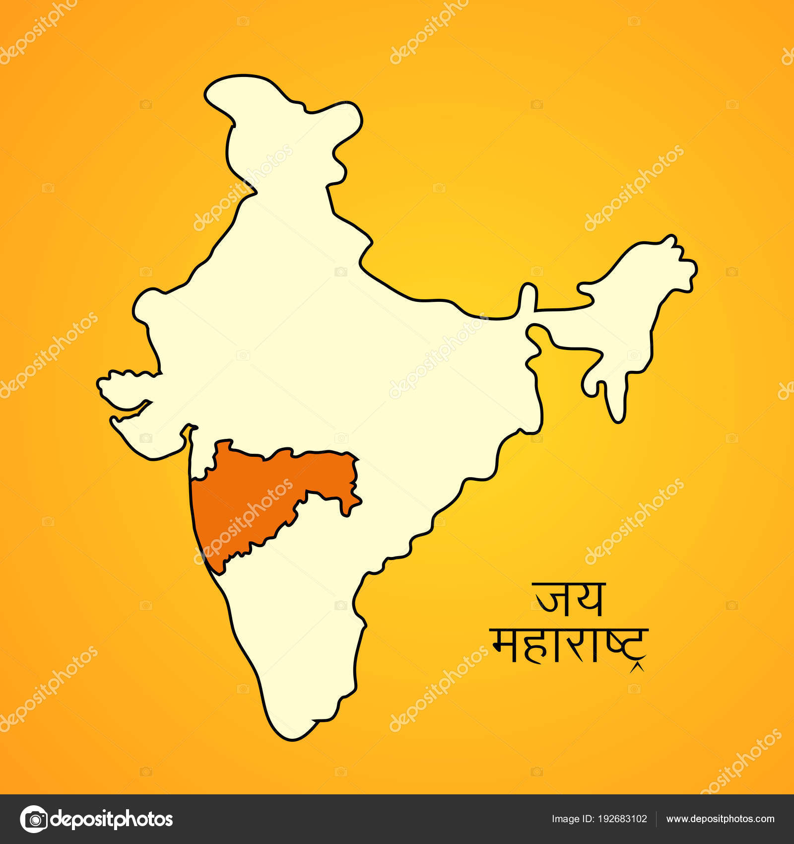 Illustration Indien Karta Visar Indiska Statliga Maharashtraen Med ...
