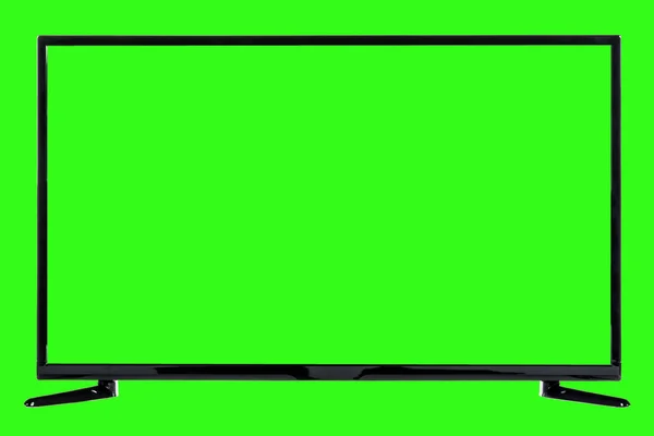 Modern high definition TV. LCD flat monitor with blank chromakey screen ...