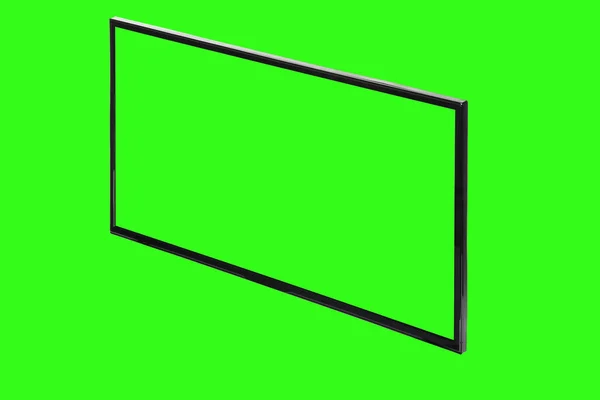 Modern high definition TV. LCD flat monitor with blank green screen ...