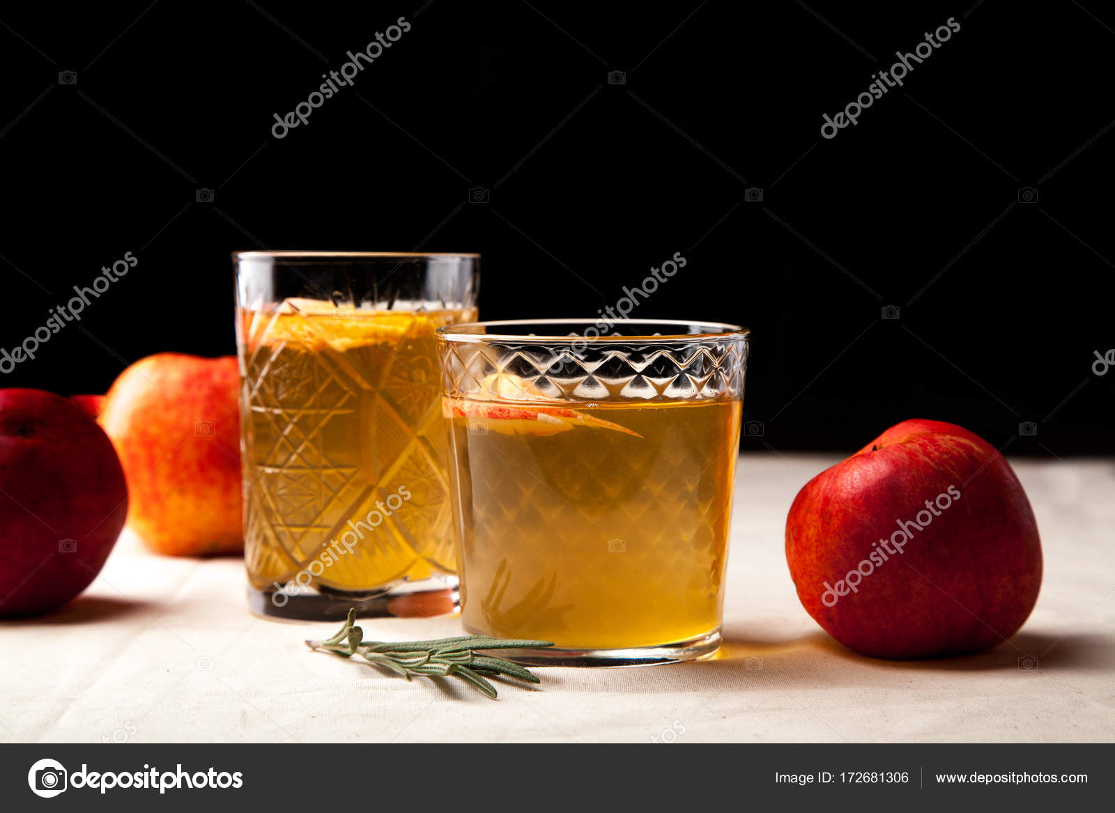 Vintage glasses with apple cider Stock Photo by ©asinskki 172681306