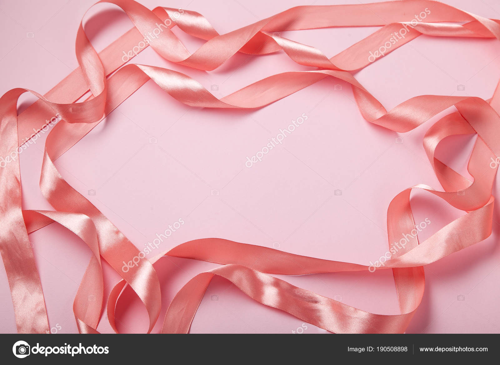 Shiny Pink Satin Ribbon Frame Form Pink Background Monochromatic ...