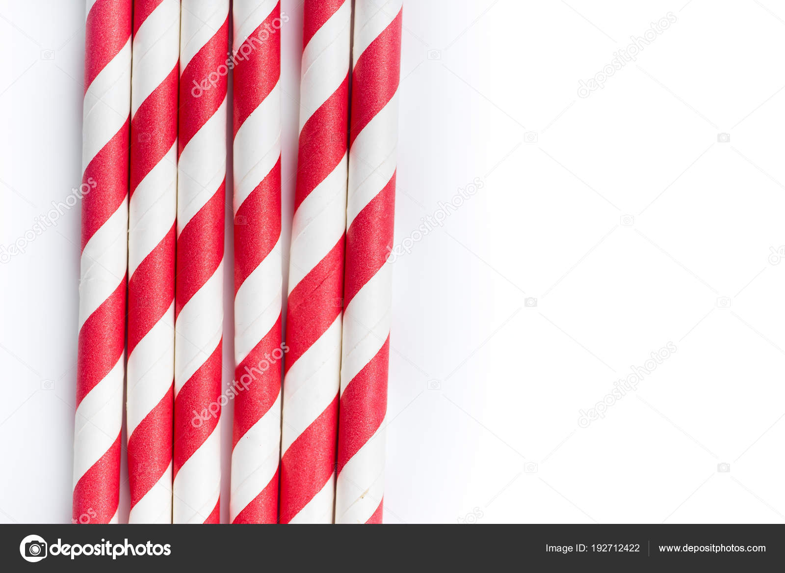 Pile Red White Party Drinking Straws Isolated White Background Close ...