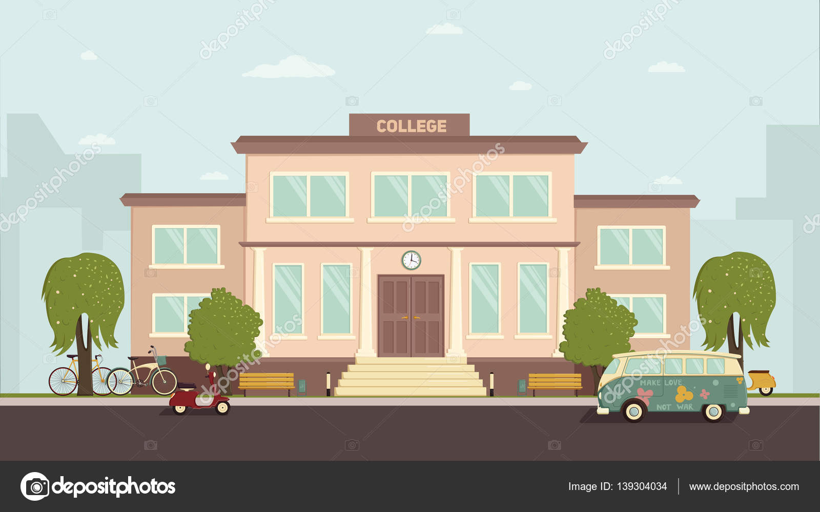 Cartoon College Building
