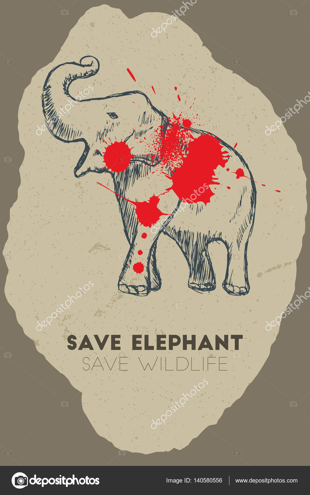 Save elephant. Save wildlife. Stock Vector by ©vectortone 140580556