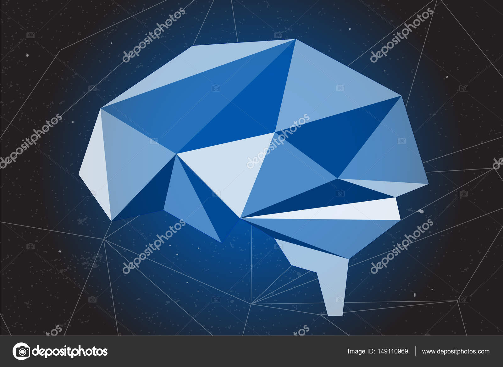Abstract of brain graphic using polygon and geometry shape. Stock ...