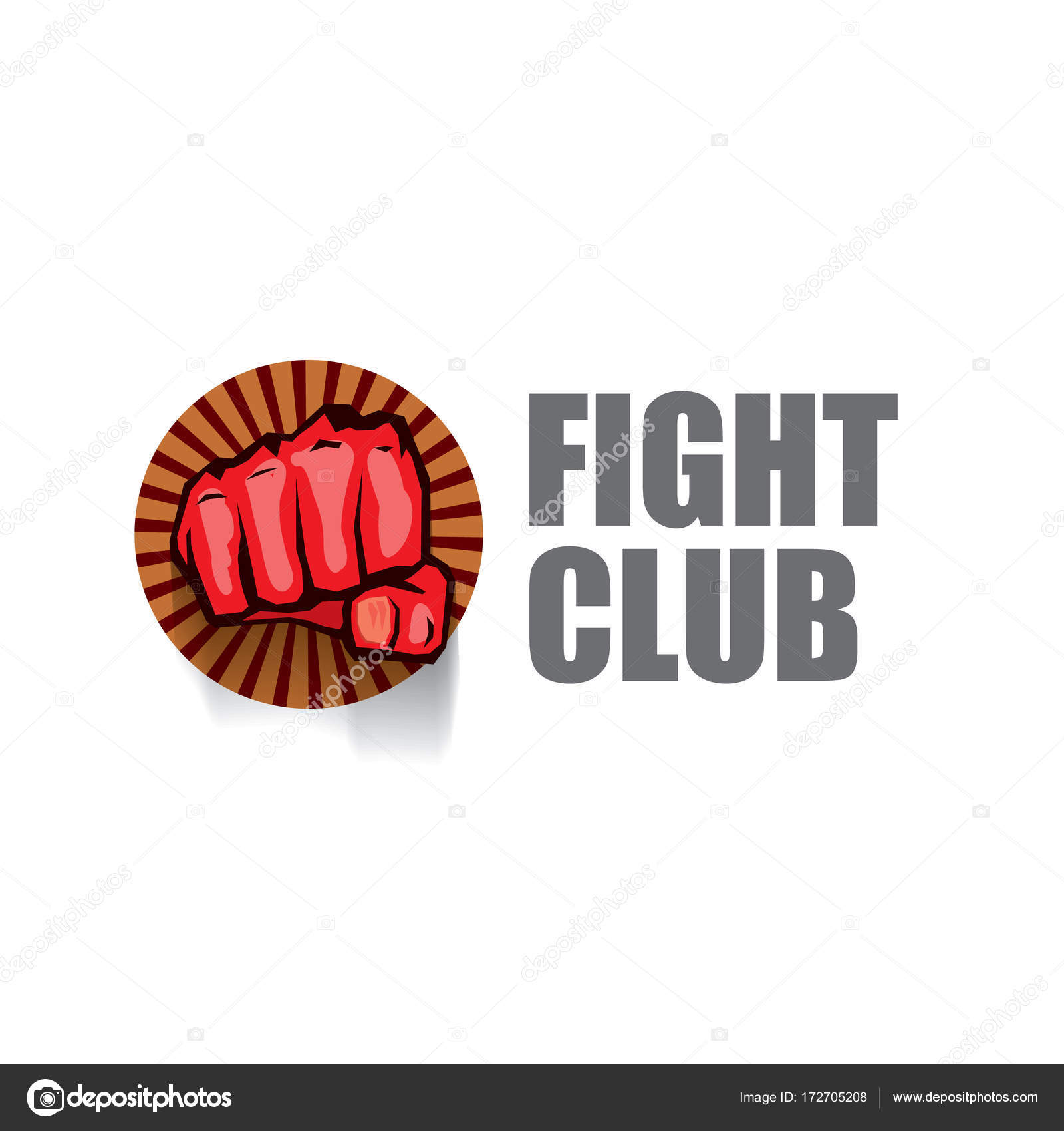 Fight club vector logo with red man fist isolated on white background ...