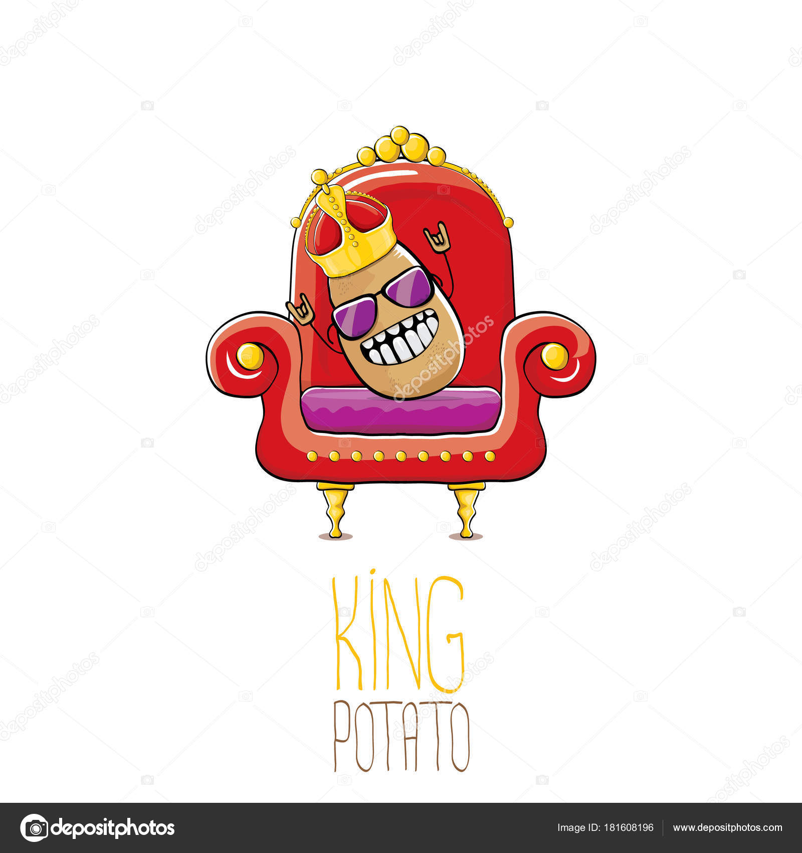 Funny Cartoon King On Throne