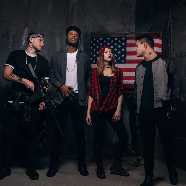 Smiling Gang Members with Weapons — Stock Photo © creatista #13808923