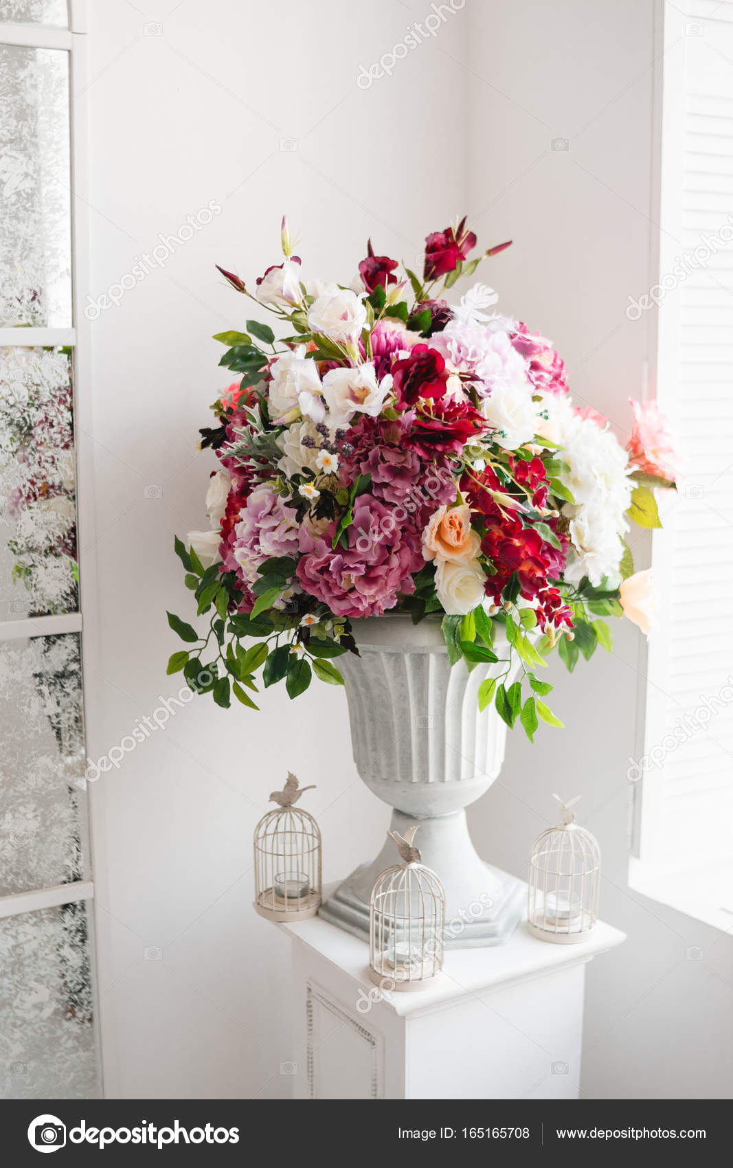 Beautiful flowers in classic white vase Stock Photo by ©golubovystock ...