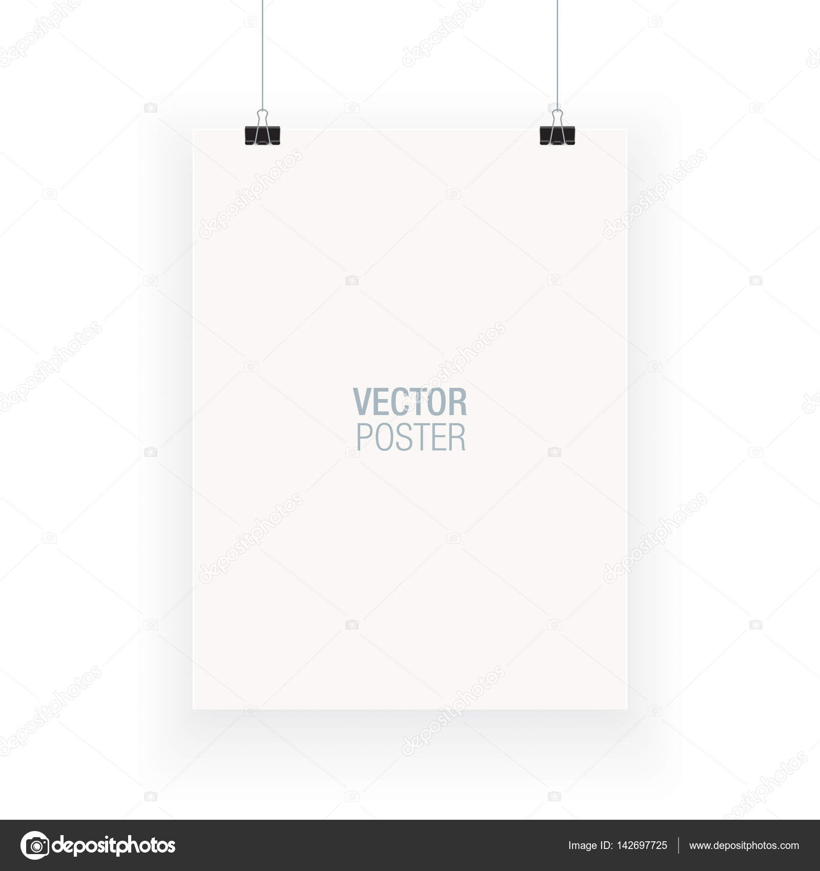 Poster hanging on clips. Vector template. Stock Vector Image by ...