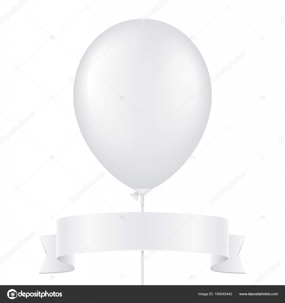 White vector balloon and ribbon Stock Vector by ©topicha 165045442
