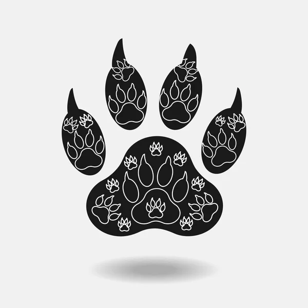 Trace paw of dog with shadow isolated on white background Vector. Stock ...