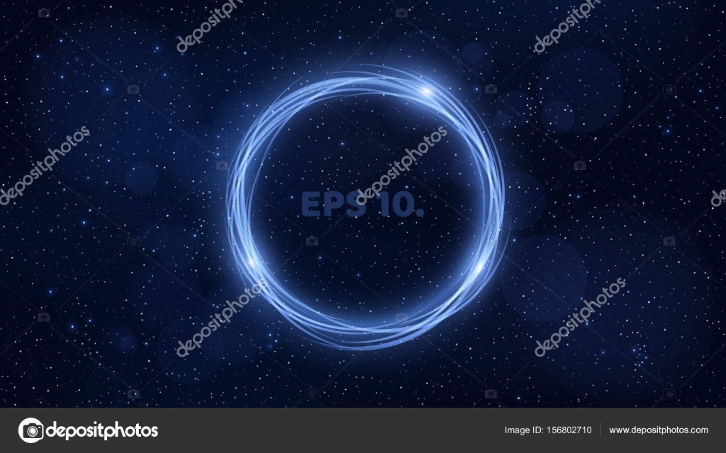 Rotating banner of neon, glowing blue lines against the background of ...