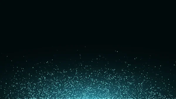 Blue glowing dust on a black horizontal background. Backlight from ...