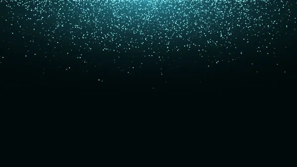 Blue glowing dust on a black horizontal background. Backlight from ...