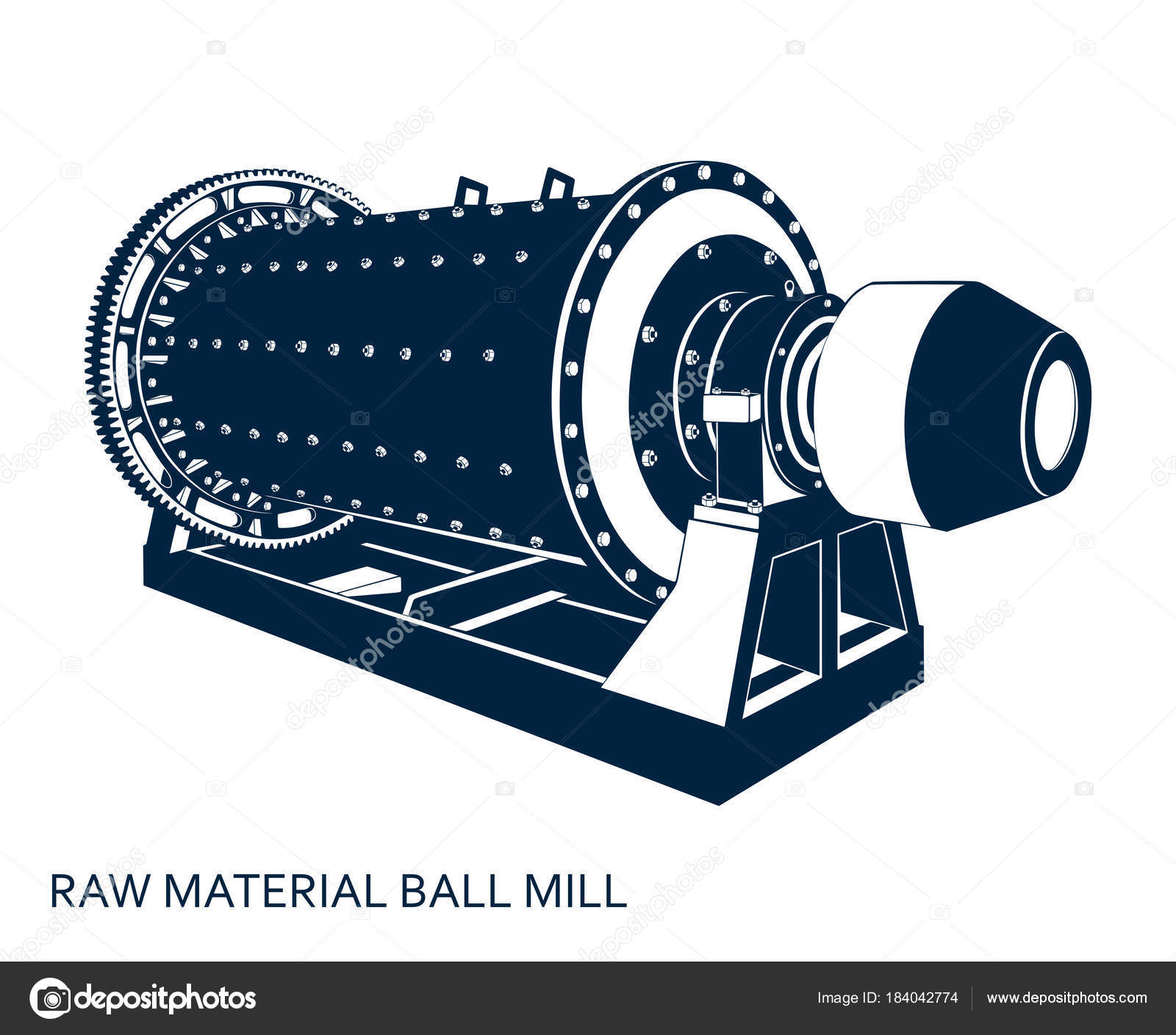 Raw Material Ball Mill Isolated Monochrome Graphic Image Perspective ...