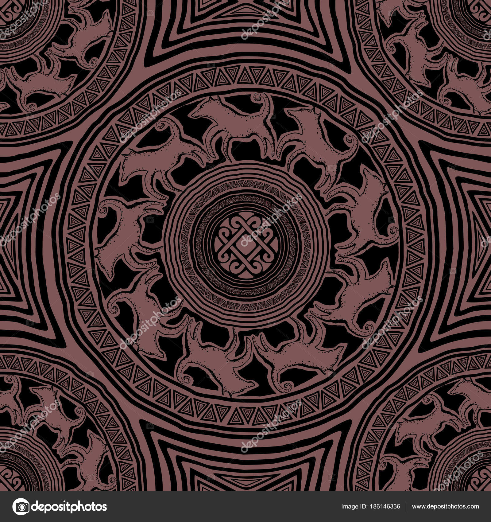 Seamless Texture Mandalas Primitive Ethnic Style Rock Art Cave ...