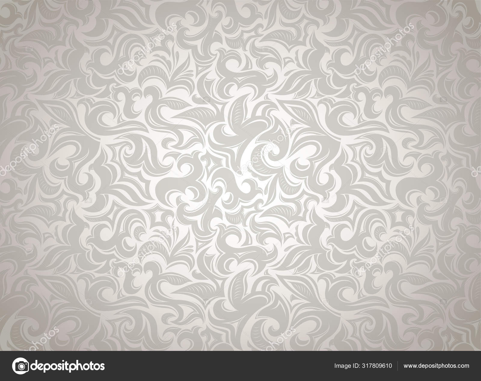 Damask Vintage White Background Floral Elements Gothic Baroque Style ...