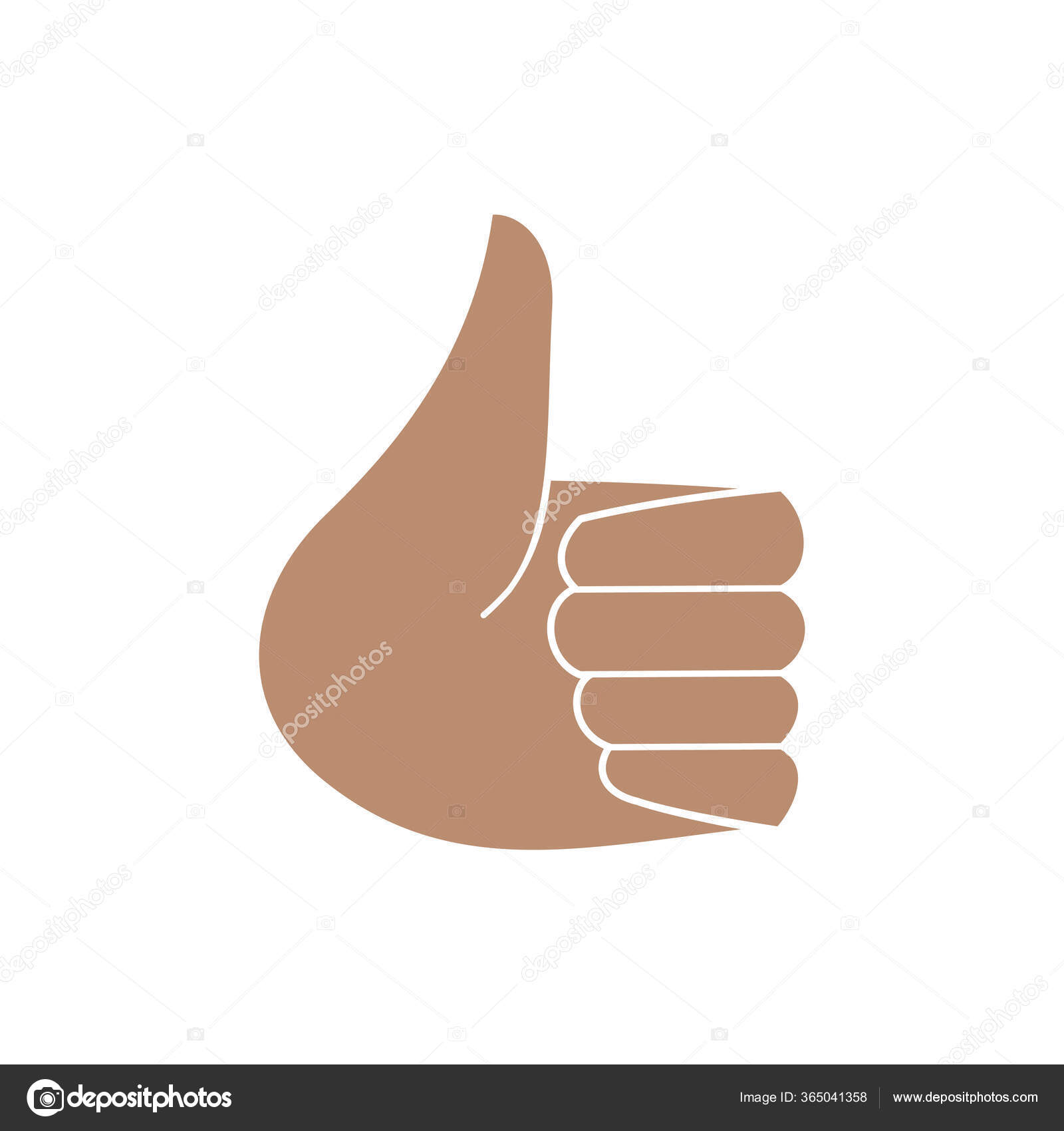 Hand Thumb Color Vector Illustration Flat Style Monochrome Isolated ...