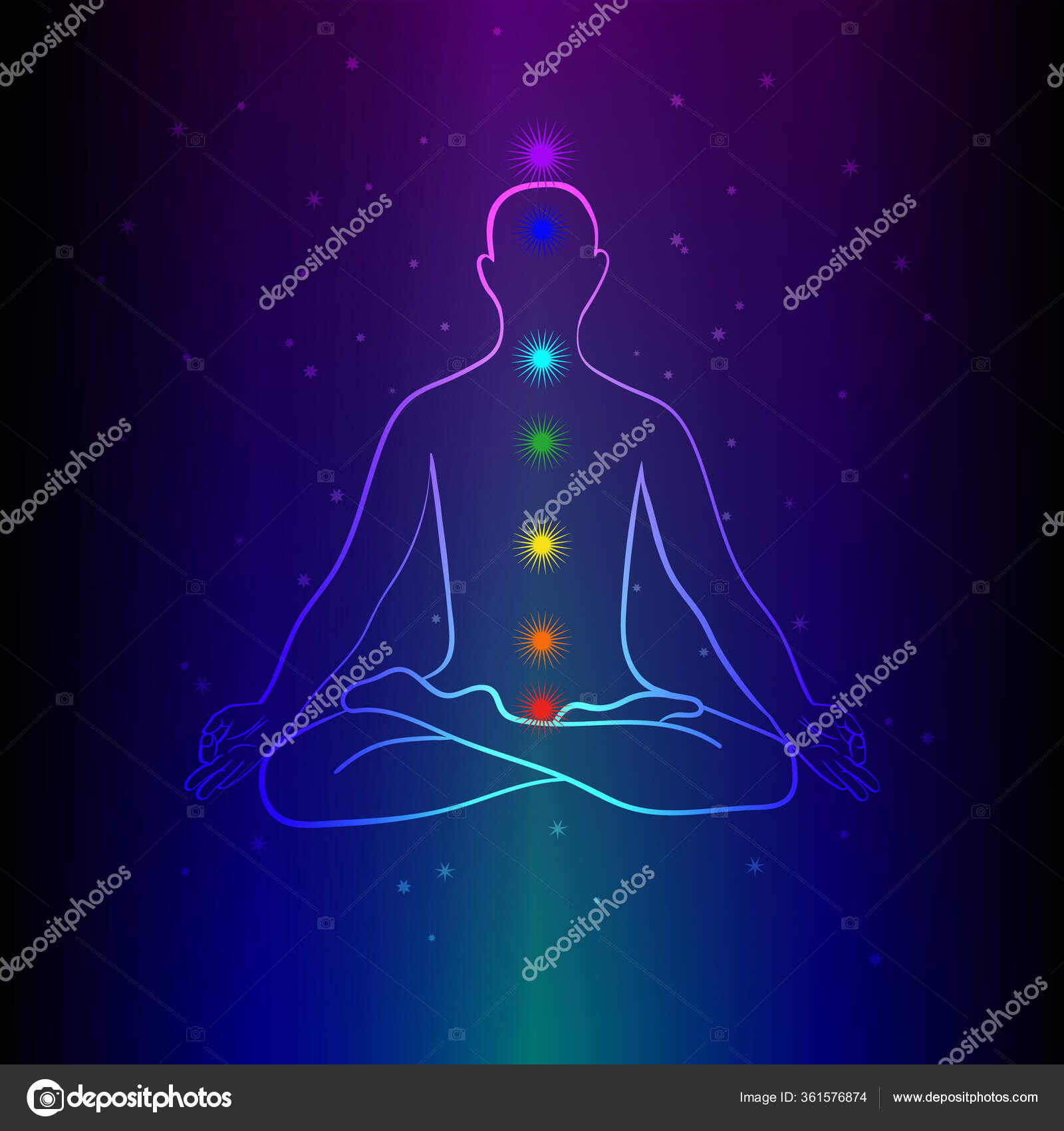 Meditating Human Silhouette Chakra Signs Practicing Meditation Yoga ...