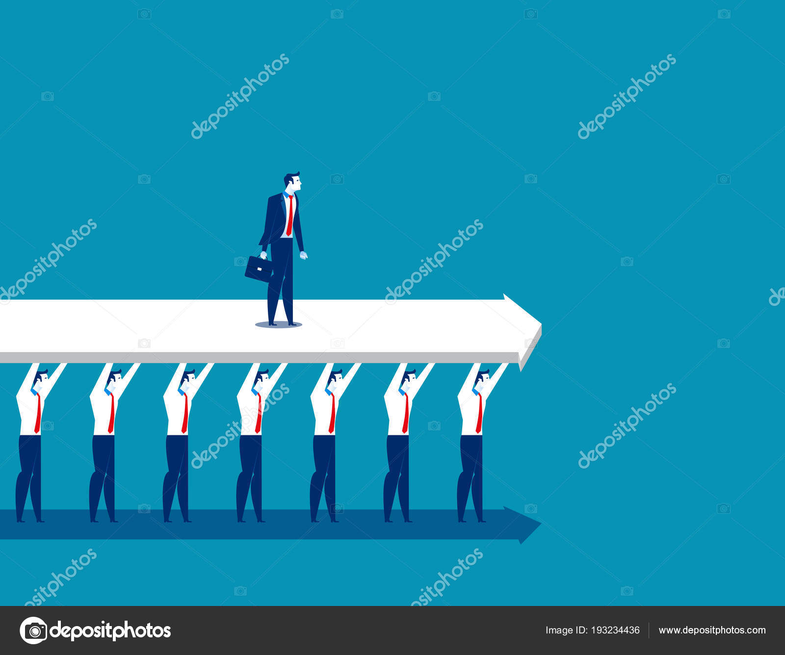 Business team lift at manager standing in arrow. Concept busines Stock ...