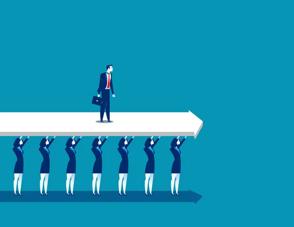Business team lift at manager standing in arrow. Concept busines Stock ...