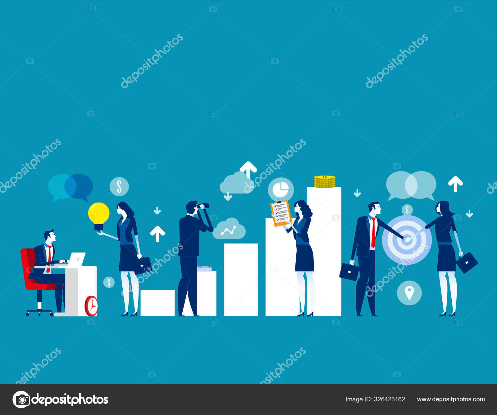 Business Start Up. Concept cartoon vector illustration, Flat bus Stock ...