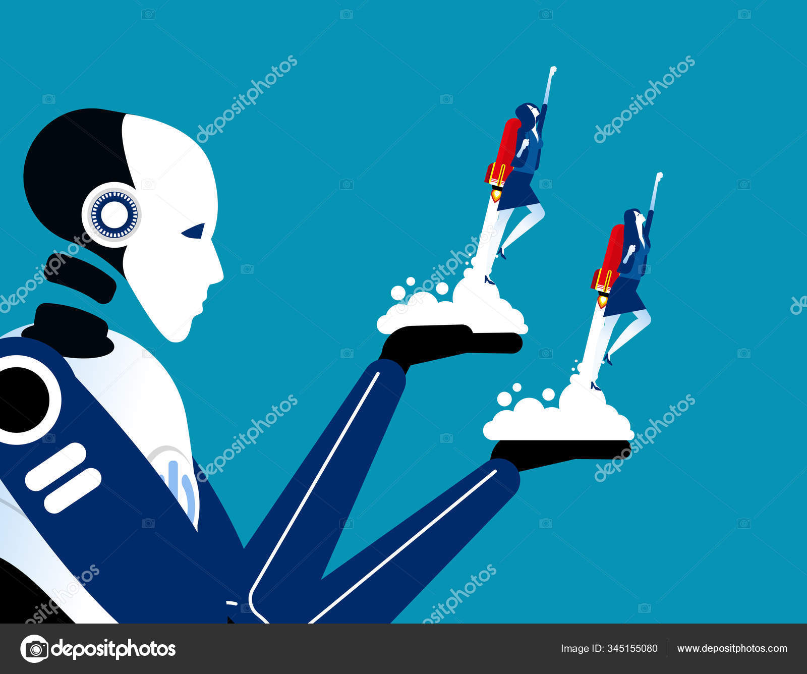 Inteligencia artificial que ayuda al equipo empresarial a iniciar y ... Inteligencia artificial que ayuda al equipo empresarial a iniciar y ...