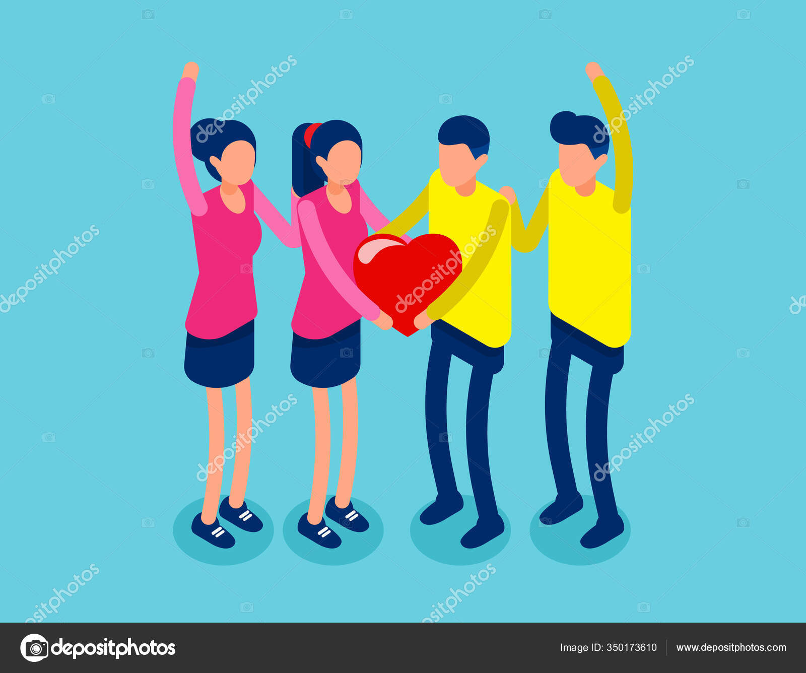 Together Joy Holding Emotions Togetherness Fall Love Concept Isometric ...